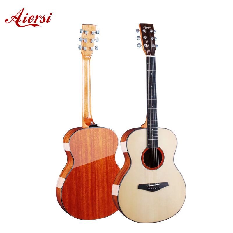 Glossy 38 Inch Solid Spruce Top Orchestra Acoustic Guitar – AIERSI GUITAR