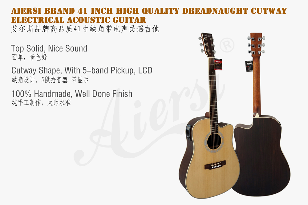 Aiersi brand 41 inch Solid Top Electrical Acoustic Guitar SG02SRCE-41 ...