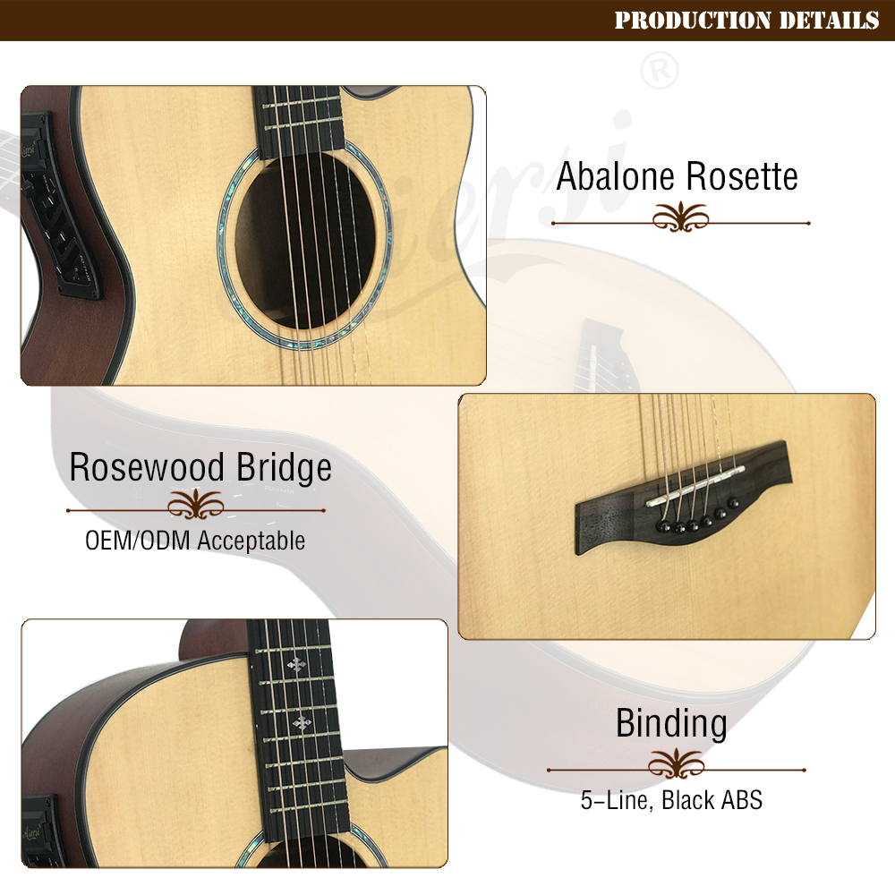 40 Inch Solid Spruce Top Electric Acoustic Guitar Sg02smce 40 Aiersi