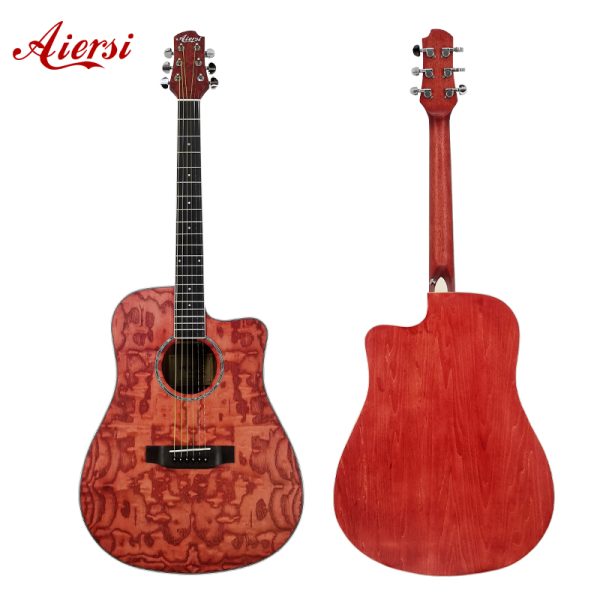 [Video] Dreadnought Cutaway Red Colour Ash Top Acoustic Guitar - Aiersi ...