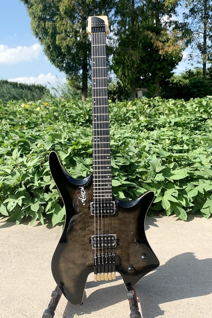 [Video Demo] Blackburst Color Ash wood Headless Electric Guitar ...