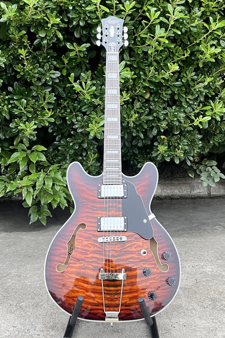 Glossy Sunset Water Ripples Semi-Hollow Jazz Gutar - Aiersi Guitar